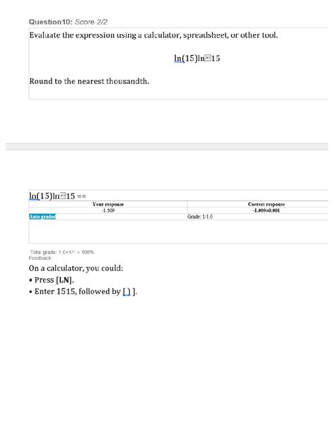 Mat 140 Module 2 Question 10 Question10 Score Evaluate The Expression Using A Calculator