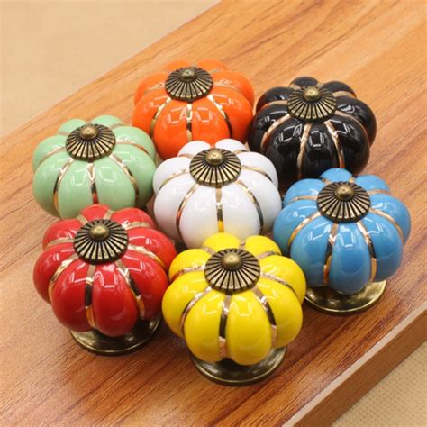 40mm Colourful Pumpkin Ceramic Drawer Cabinet Knobs 40x40mm Deals 4 Less
