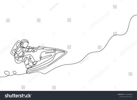 Single Continuous Line Drawing Astronaut Using Stock Vector Royalty Free 1679490082 Shutterstock