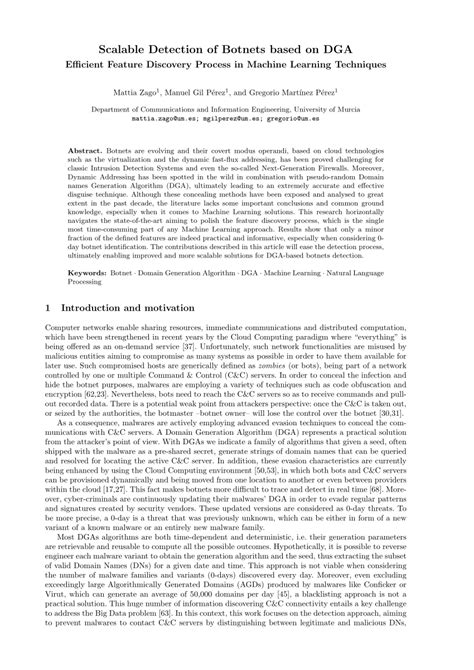 Pdf Scalable Detection Of Botnets Based On Dga Efficient Feature
