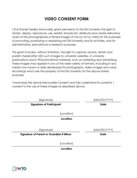 Free Video Consent Forms Word Pdf Editable