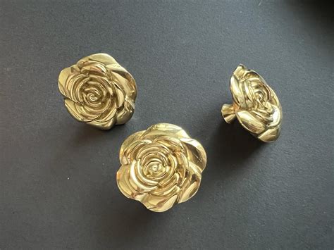 Brass Flower Knobs Pulls Handles Dresser Knobs Gold Cabinet Knobs Handles Decor Kitchen Cupboard