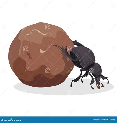 Dung Beetle Cartoon With A Big Ball Of Poop 281101039