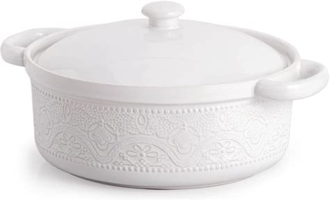 Fun Elements Casserole Dish 2 Quart Lace Emboss Casserole
