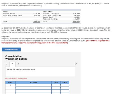 Solved B Record The Excess Value Differential Reclassification