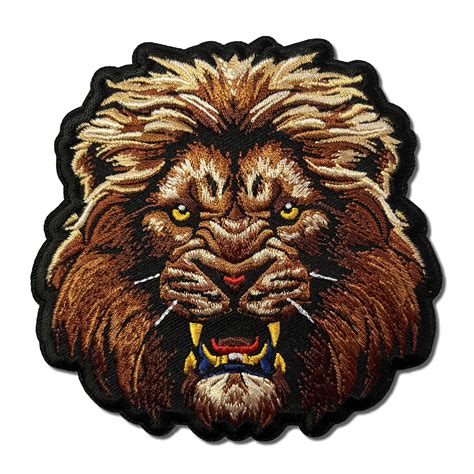 Embroidered Lion Head Stare Iron On Sew On Patch Patchers