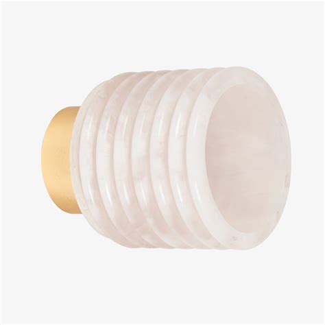 Ribbed Stone Wall Lamp Shade With Brass Backplate Modern Wall Light Design