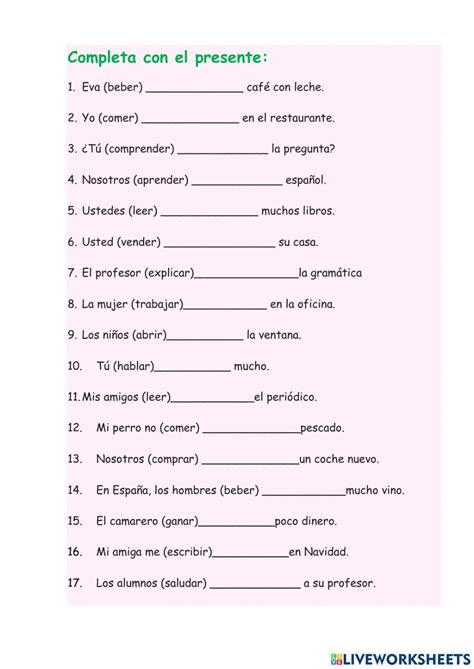 Complete With The Present Tense