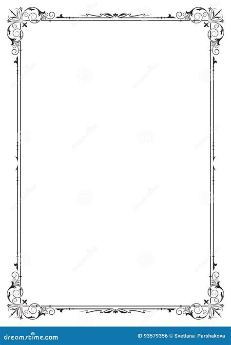 Black Rectangular Ornate Frame Page Decoration Stock Vector