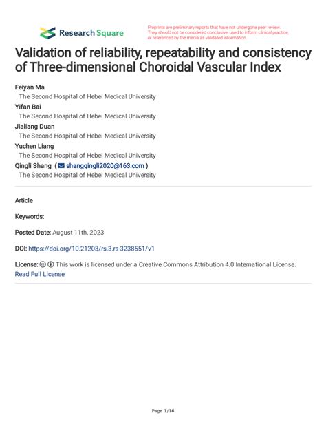 Pdf Validation Of Reliability Repeatability And Consistency Of Three Dimensional Choroidal