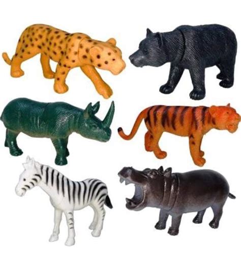 Buy Plastic Mini Jungle Animals Toys 6 Piece Set Animal Collection For