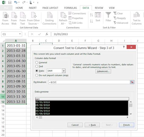 Converting Date Format Using Text To Columns