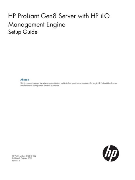 pdf hp proliant gen8 server with hp ilo management enginejkob docs