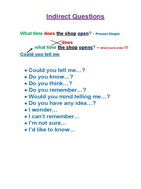 Indirect Questions Pdf