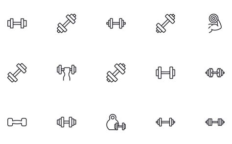 Dumbell Concepto Deporte Línea Icono Colocar Colección De Vector