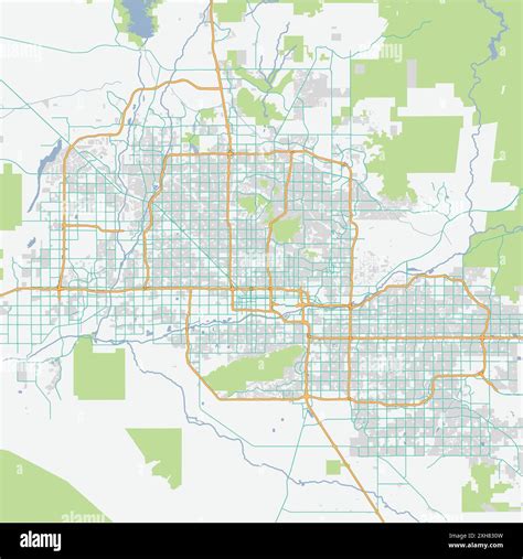 Road Map Of Phoenix In Arizona Contains Layered Vector With Roads Water Parks Etc Stock