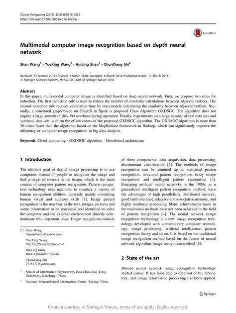 Multimodal Computer Image Recognition Based On Depth Neural Network Request Pdf