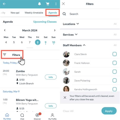 wix bookings request adding filters and calendar view to the agenda on