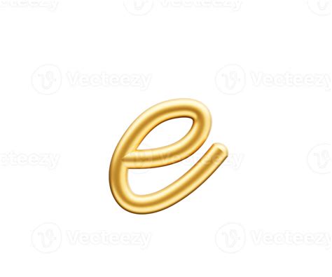 3d Golden Shiny Small Letter E Alphabet E Rounded Inflatable Font 3d
