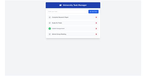 University Todo List Free React Tailwind Component