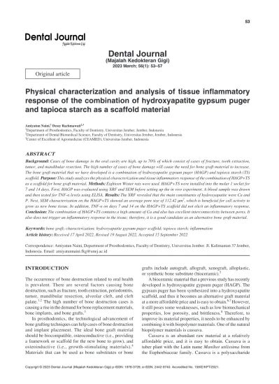View Of Physical Characterization And Analysis Of Tissue Inflammatory Response Of The