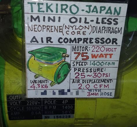 Tekiro Japan Mini Oiless Air Compressors Compressor Commercial