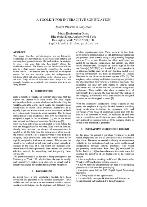 Pdf A Toolkit For Interactive Sonification