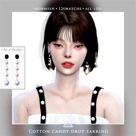 Sin A Cotton Candy Drop Earring Sims4 Sin A On Tumblr