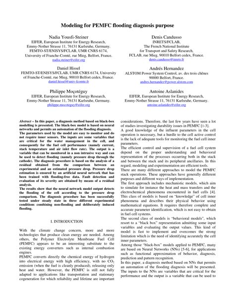 Pdf Modeling For Pemfc Flooding Diagnosis Purpose