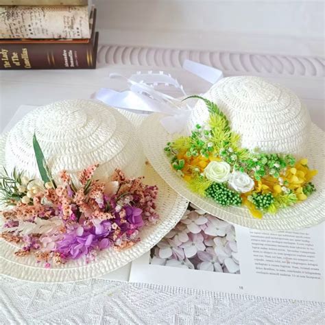 母亲节亲子活动帽子成人儿童diy手工制作材料包春季干花草帽礼物虎窝淘