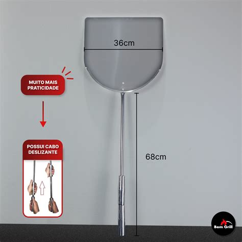 Pá De Pizza Inox Quadrada 36cm Com Cabo Deslizante Bem Grill Bem Grill Acessórios Para