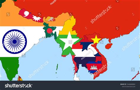 Center Map Myanmar Vector Maps Showing เวกเตอร์สต็อก ปลอดค่าลิขสิทธิ์