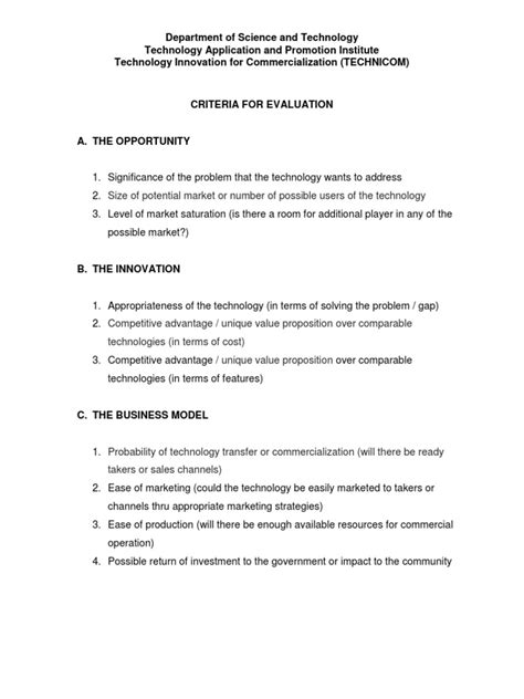 Criteria For Evaluation Pdf