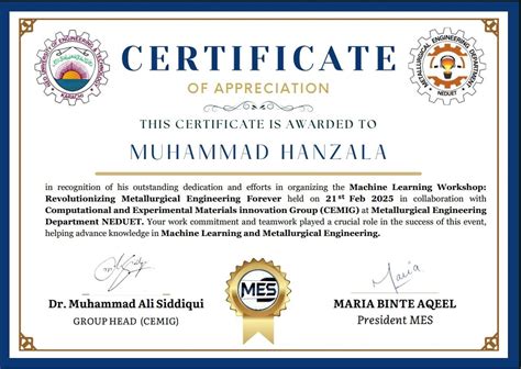 machinelearning metallurgicalengineering materialsinnovation neduet… muhammad hanzala nadeem