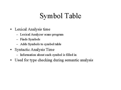 Symbol Table Construction Cop 3402 System Software Fall