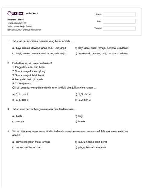 Lembar Kerja Pubertas Kelas 6 Pdf
