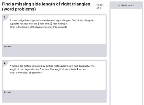 find missing side length of a right triangle worksheets [pdf] 8 f b 4