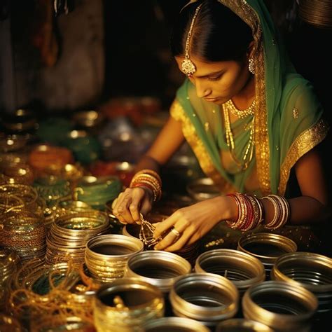 Premium Photo Illustration Of Pre Wedding Ceremony A Lady Bangle Seller Is Putting