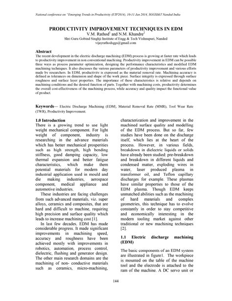 Pdf Productivity Improvement Techniques In Edm