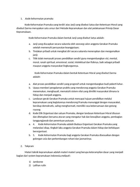 Kode Kehormatan Pramuka Pdf