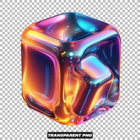 Premium Psd Iridescent 3d Abstract Soft Cube Shape Png Isolated