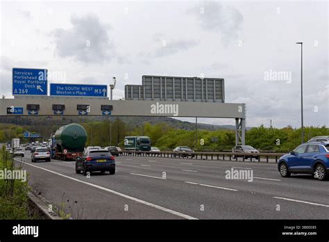 Traffic On The M5 Motorway Leaving Avonmouth Bridge Bristol