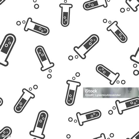 화학의 테스트 튜브 원활한 패턴 배경입니다 비즈니스 평면 벡터 일러스트입니다 실험 플라스 크 기호 기호 패턴입니다 건강 진단에 대한 스톡 벡터 아트 및 기타 이미지 Istock