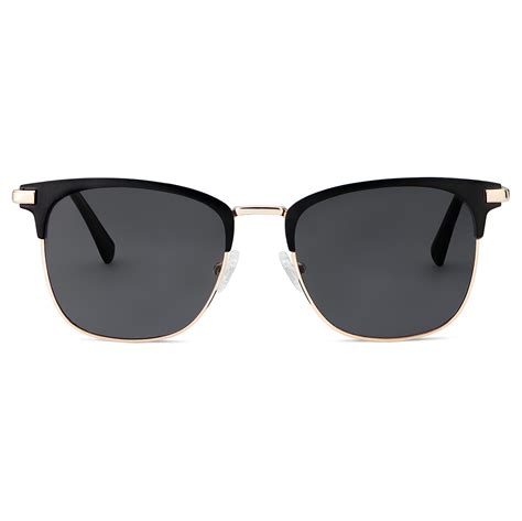 Black And Gold Tone Stainless Steel Polarised Sunglasses In Stock