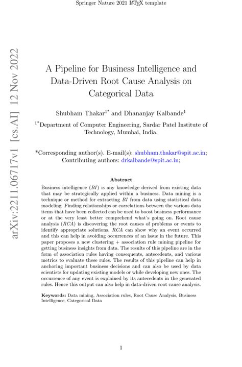 Pdf A Pipeline For Business Intelligence And Data Driven Root Cause