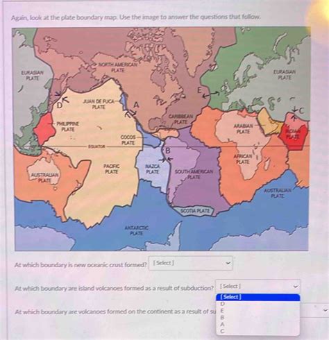 Solved Again Look At The Plate Boundary Map Use The Image To Answer