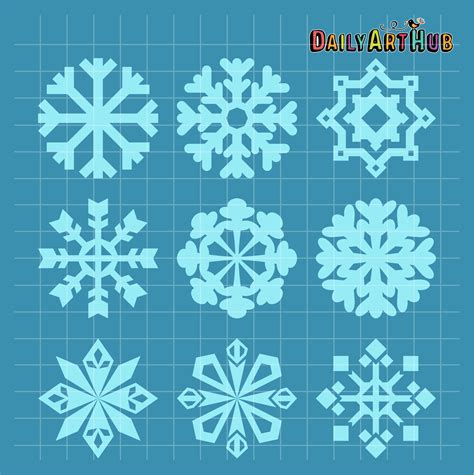 Snowflake Shapes Clip Art Set Daily Art Hub Free Clip Art Everyday