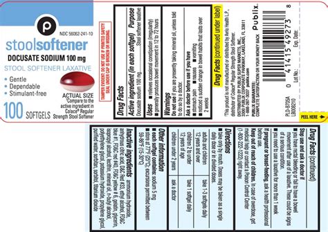 Stool Softener Laxative Docusate Sodium Capsule Liquid Filled