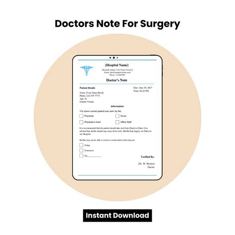 Doctors Note For Surgery Template Printable In Pdf And Word