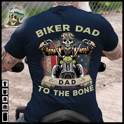Gildan Biker Dad Dad To The Bone Fathers Day Skull